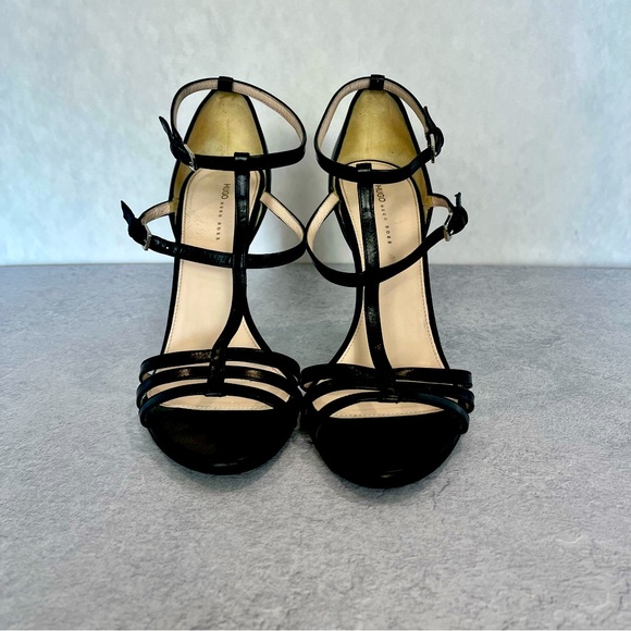 Hugo Boss | Shoes | Hugo Boss Black Strap High Heels Made In Italy ...